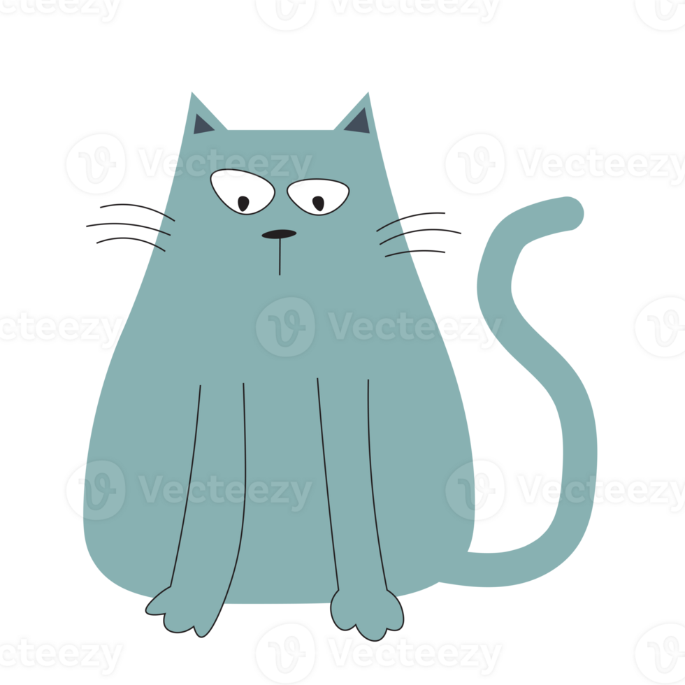 Cute Cat Character Doodle Cartoon Style 24323849 Png