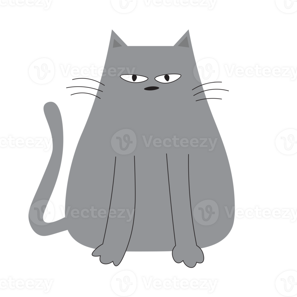 Cute Cat Character Doodle Cartoon Style 24323879 Png