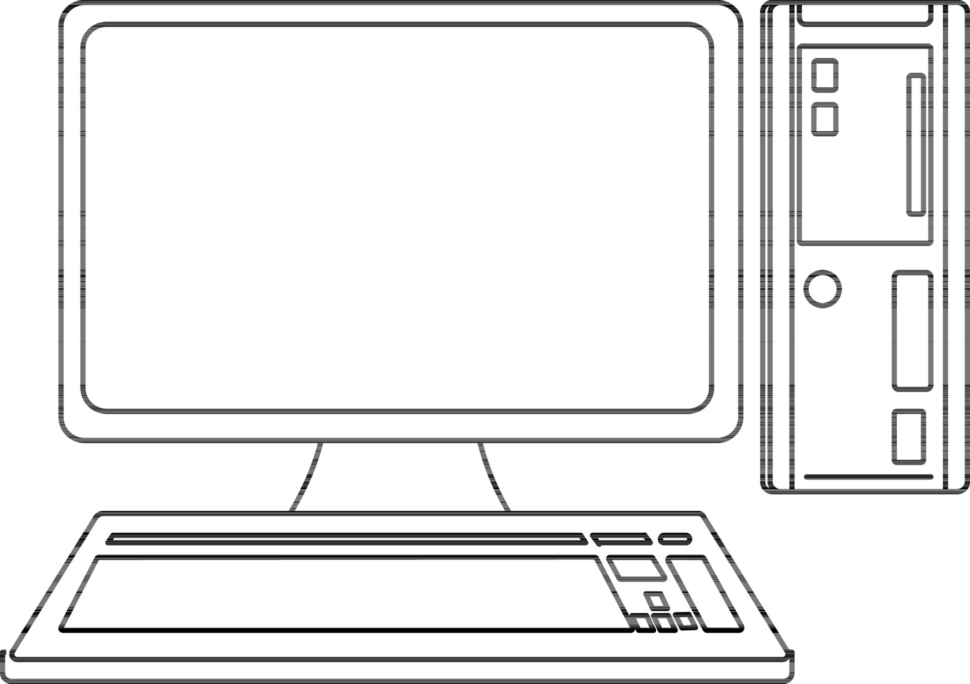 Computer And Cpu In Black Line Art 24325528 Vector Art At Vecteezy