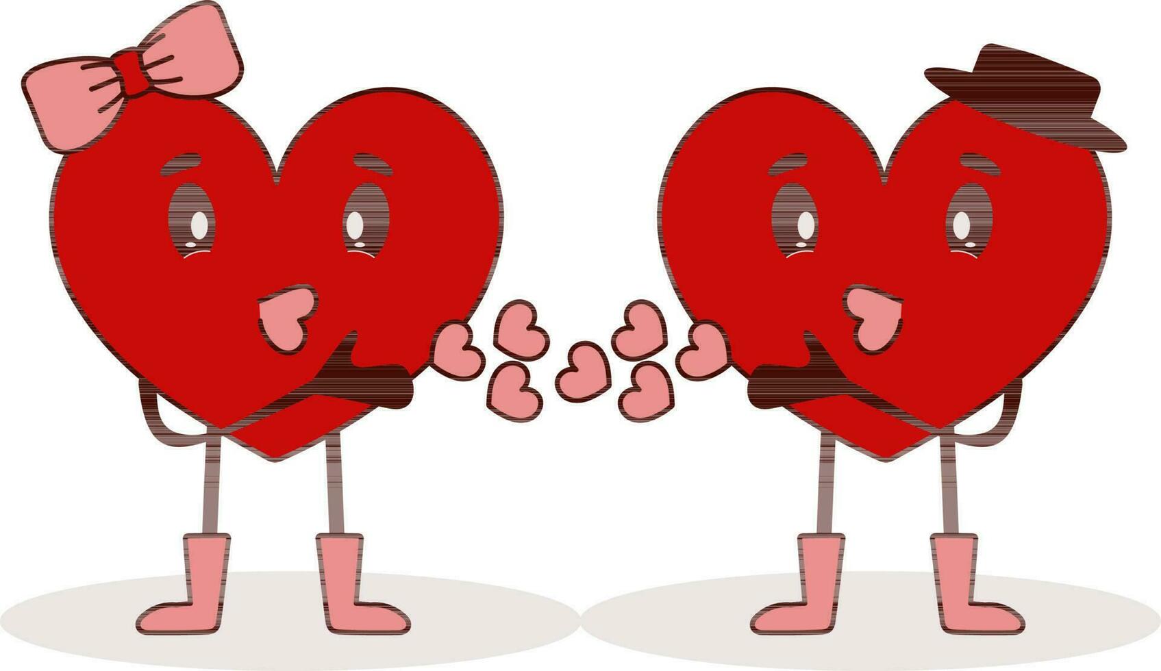 Cartoon Heart Couple Flying Kiss Each Other In Flat Style 24328583