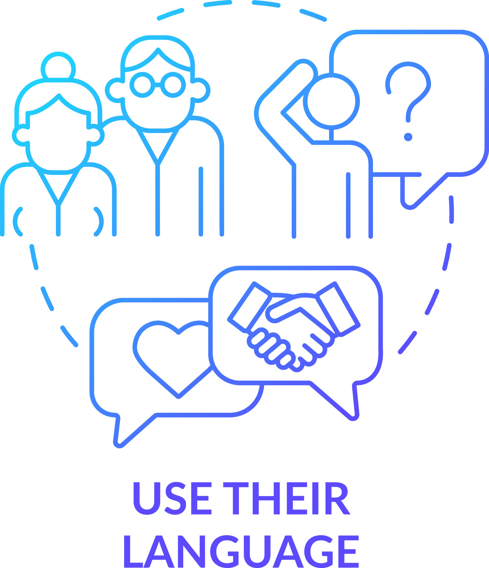 Use Their Language Blue Gradient Concept Icon Respectful Communication