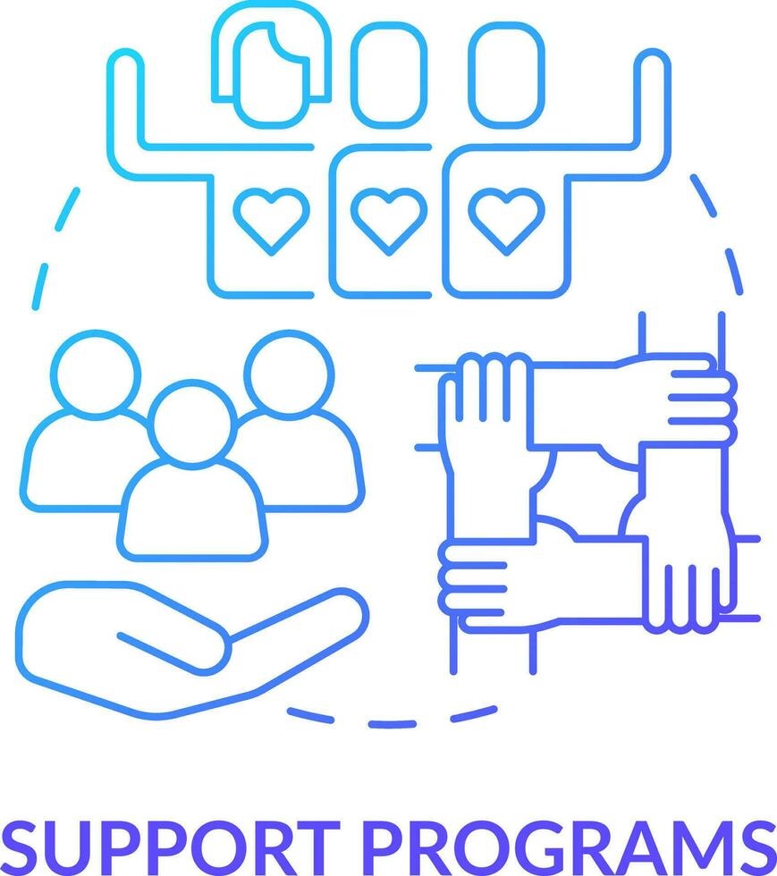 Support programs blue gradient concept icon. Corporate culture ... Support programs blue gradient concept icon. Corporate culture ...