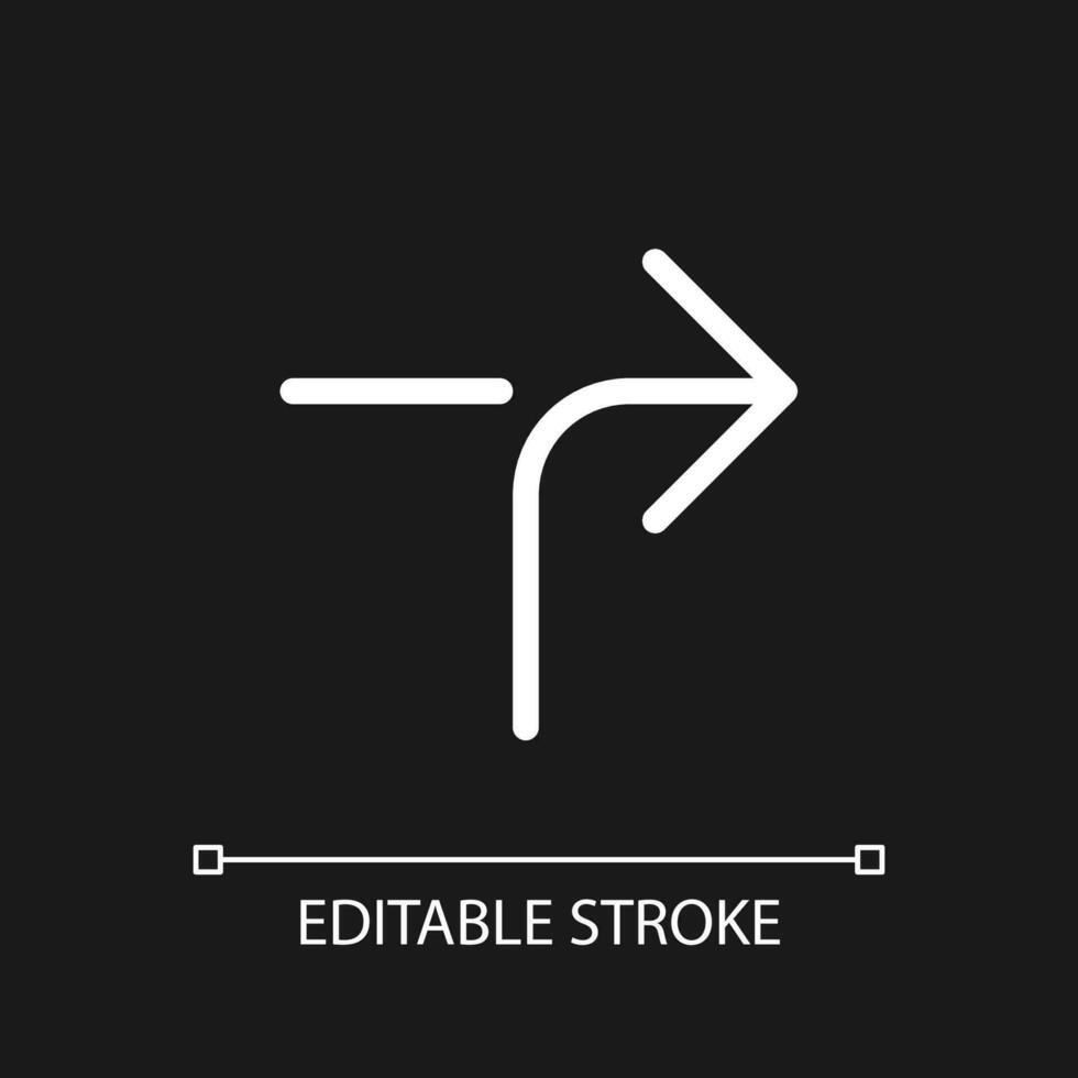 Right horizontal alignment sign pixel perfect white linear ui icon for dark theme. Finding route ...