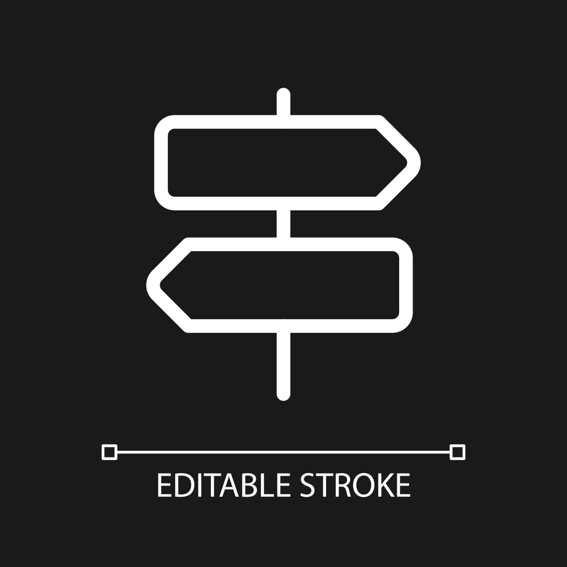 Signposts pointing in different directions pixel perfect white linear ui icon for dark theme ...