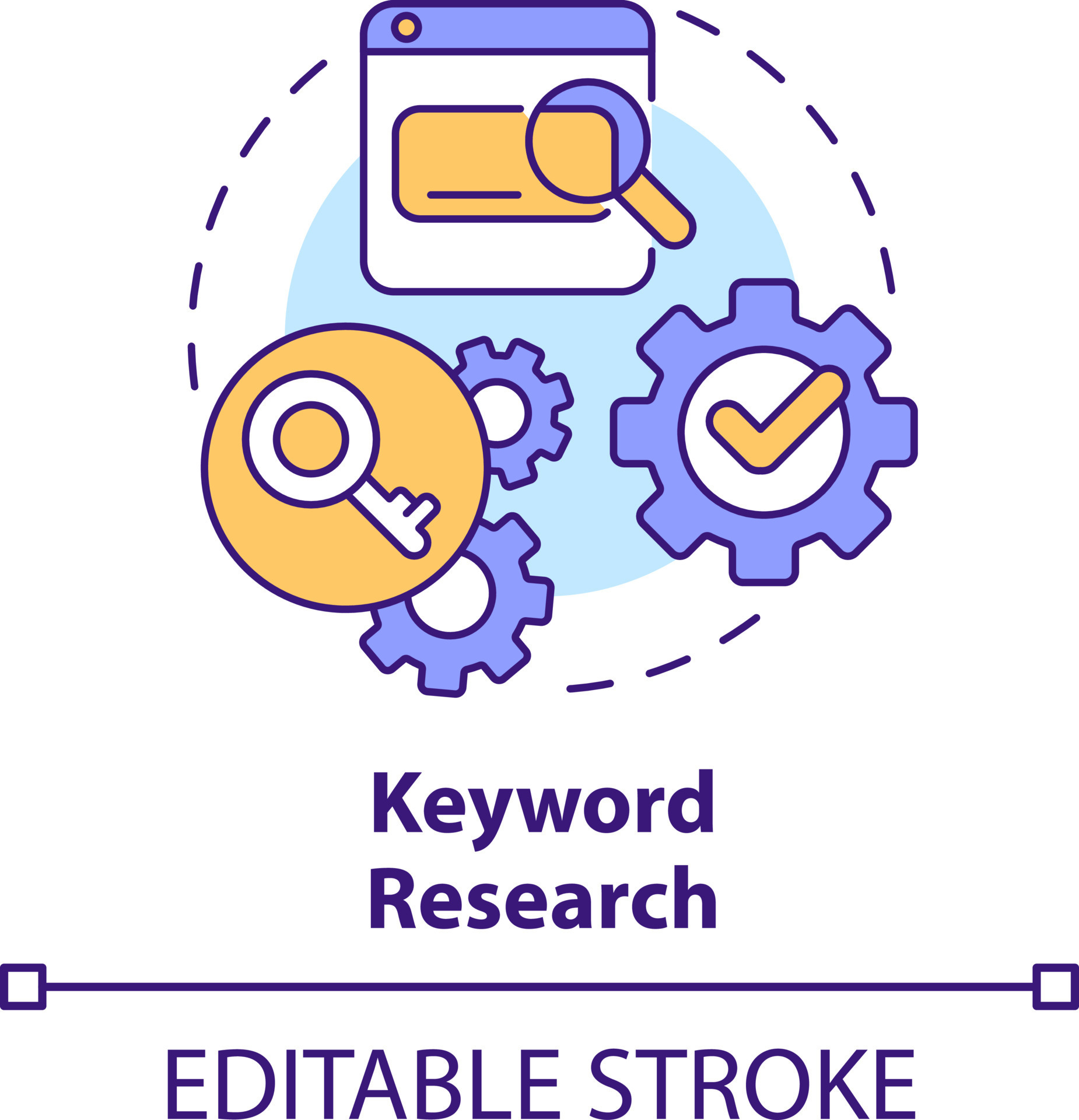 Keyword research concept icon. SEO technology. Data for content design ...