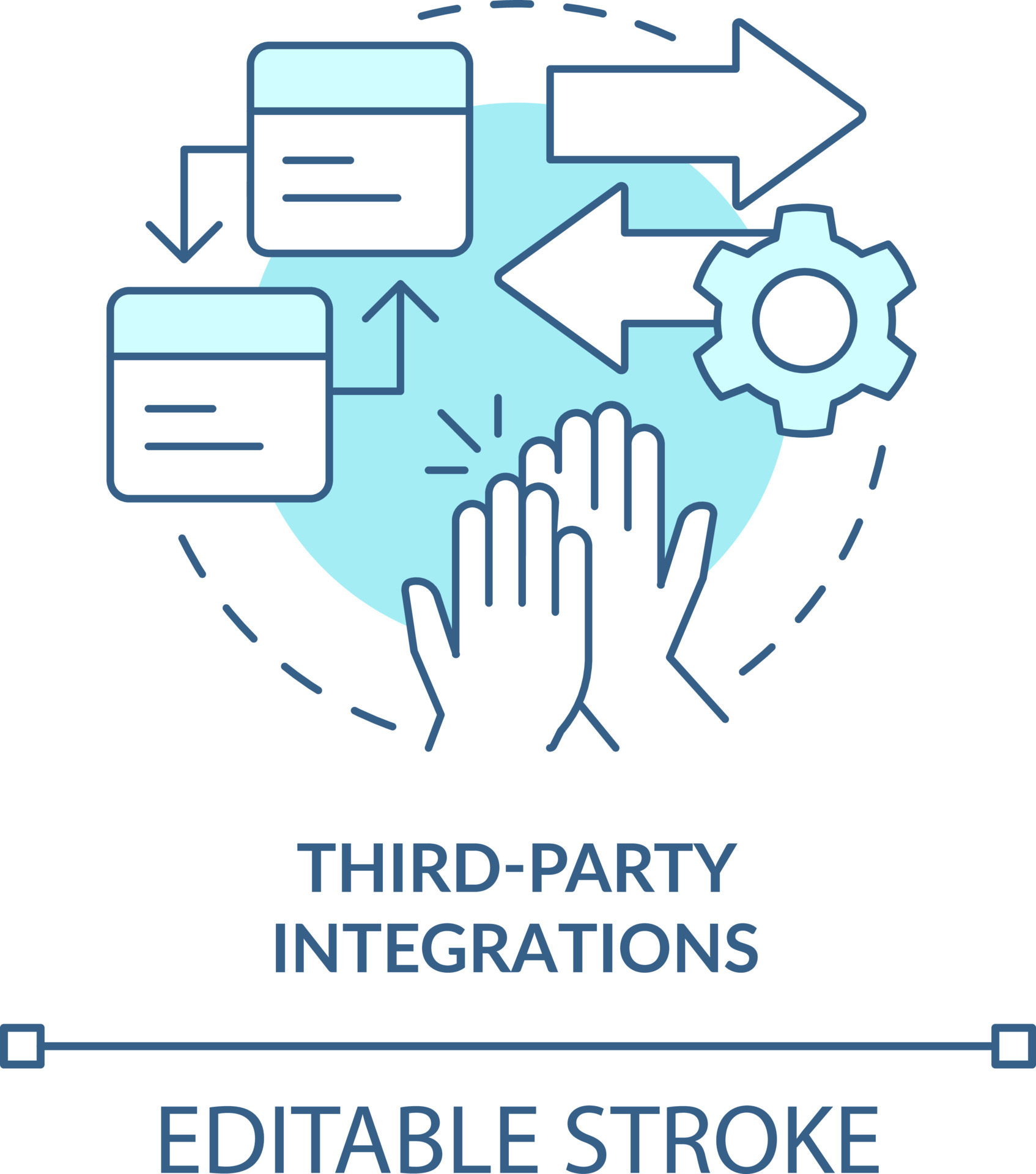 Third party integrations turquoise concept icon. Customer engagement ...