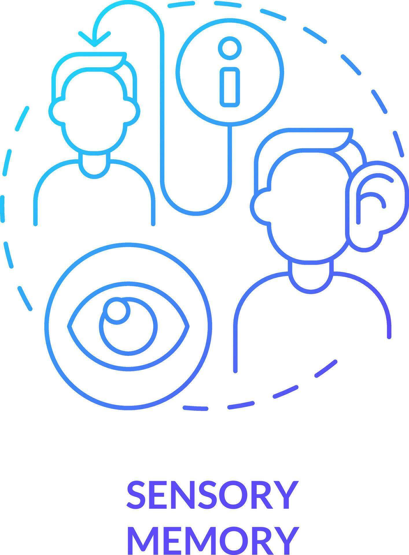 Sensory memory blue gradient concept icon. Microlearning step abstract ...