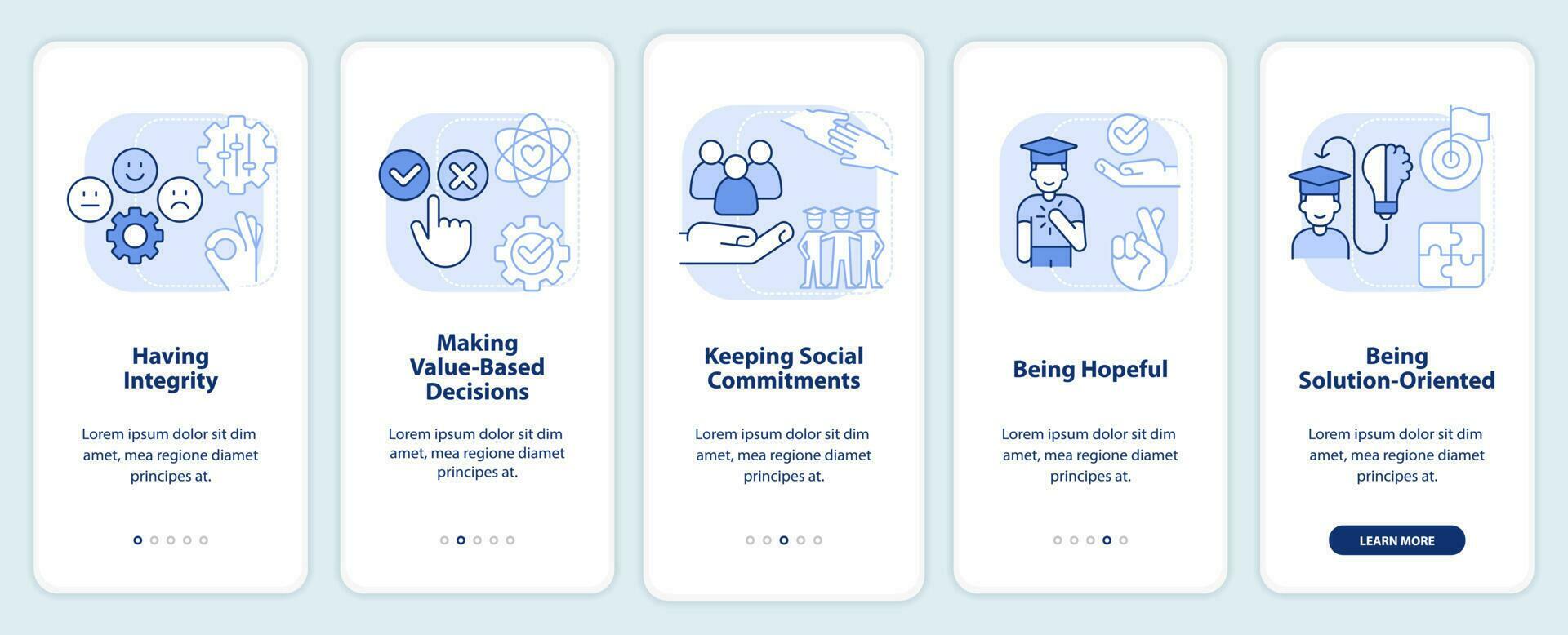Skills for students light blue onboarding mobile app screen ...