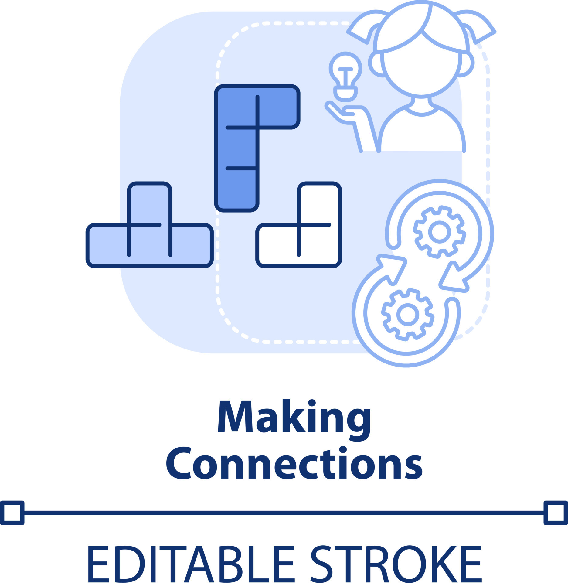 Making connections light blue concept icon. Basic life skill for kid ...
