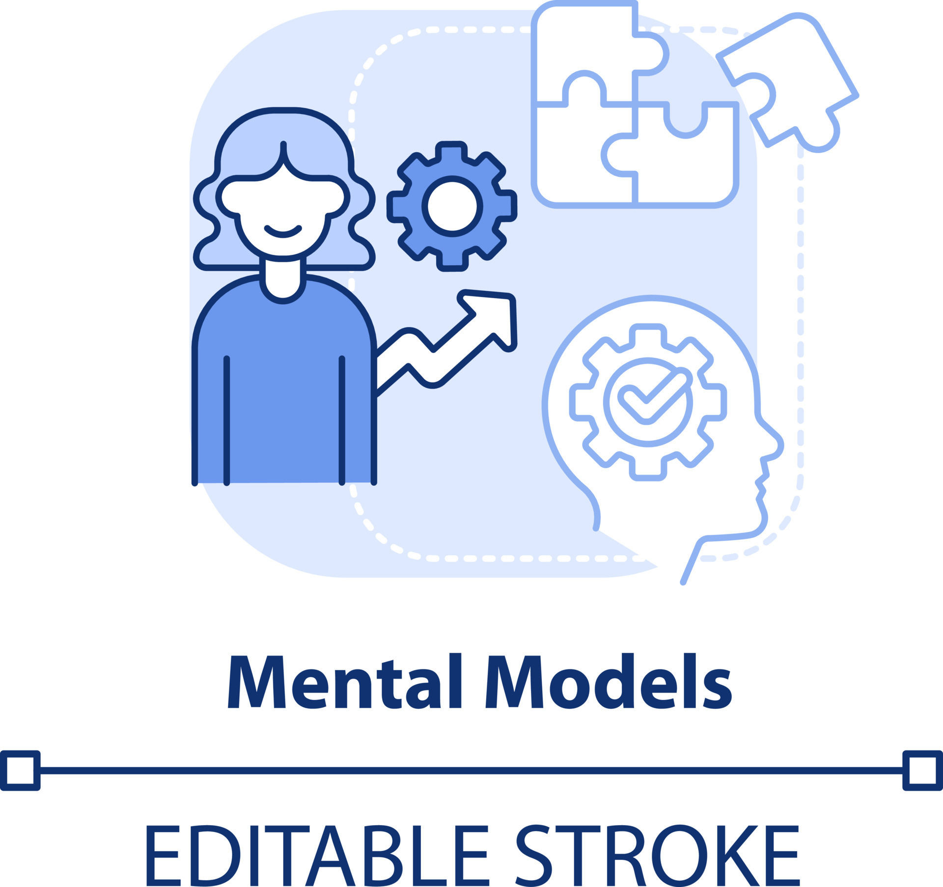 Mental models light blue concept icon. Basic life skill abstract idea ...