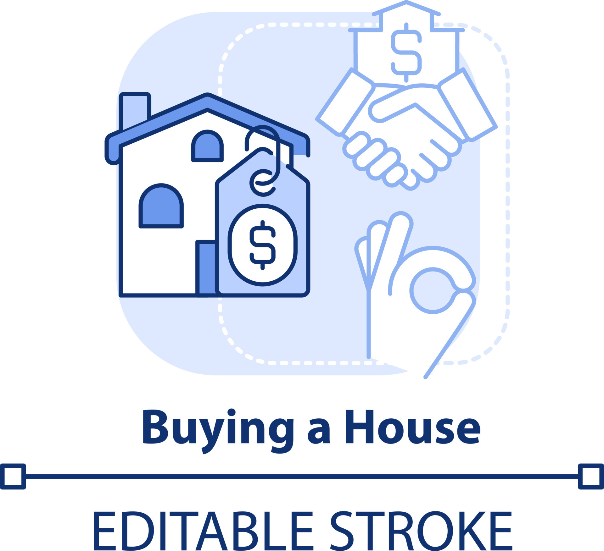 Buying House Light Blue Concept Icon Life Skill Abstract Idea Thin
