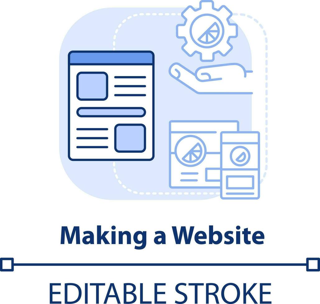 Making website light blue concept icon. Programming skill abstract idea thin line illustration ...