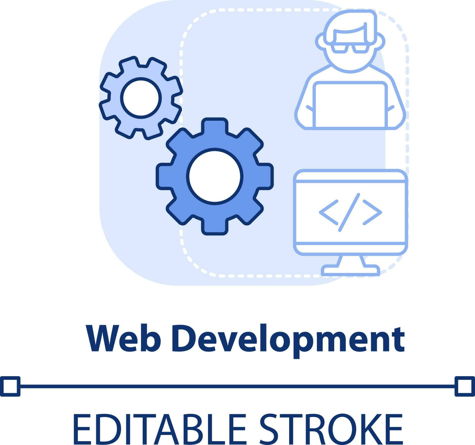 Web development light blue concept icon. Skill to learn abstract idea ...