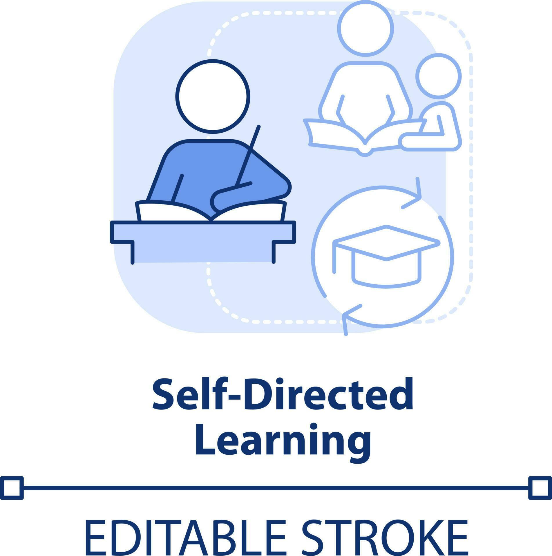 Self-directed learning light blue concept icon. Child development basic ...