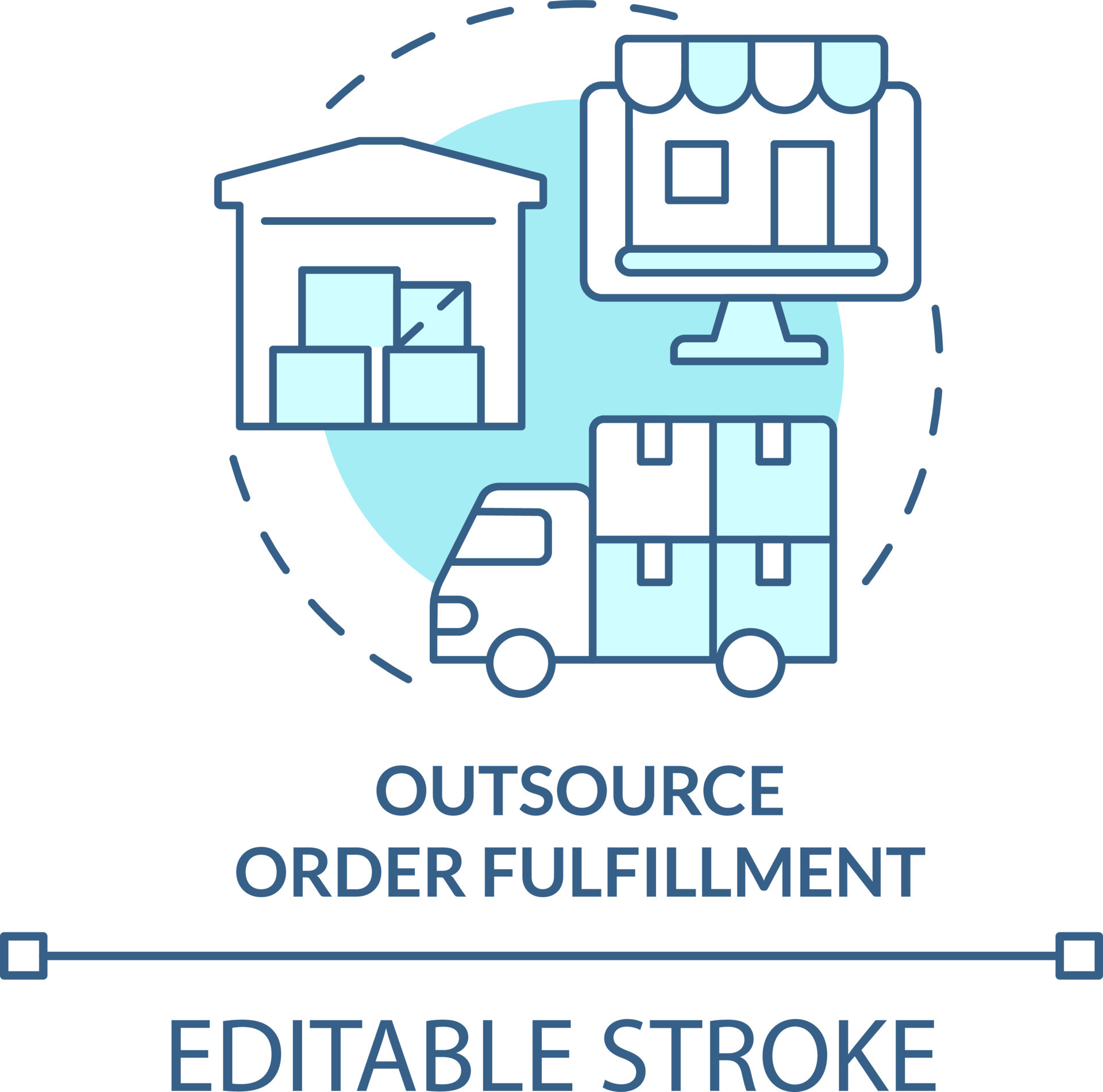 Outsource Order Fulfillment Turquoise Concept Icon Online Store
