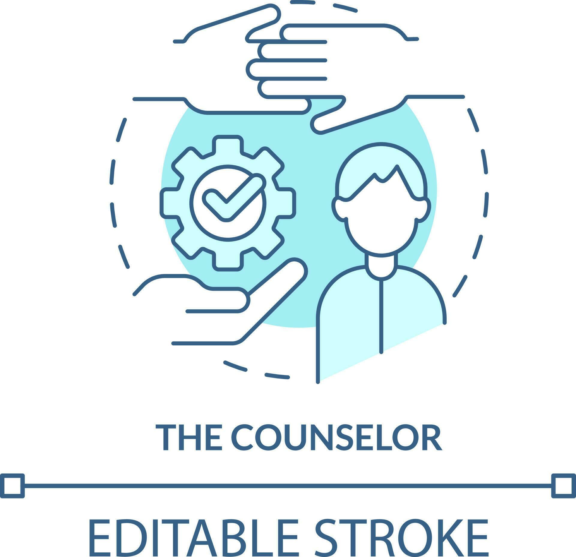 Counselor turquoise concept icon. Responsibility for student mental ... Counselor turquoise concept icon. Responsibility for student mental ...