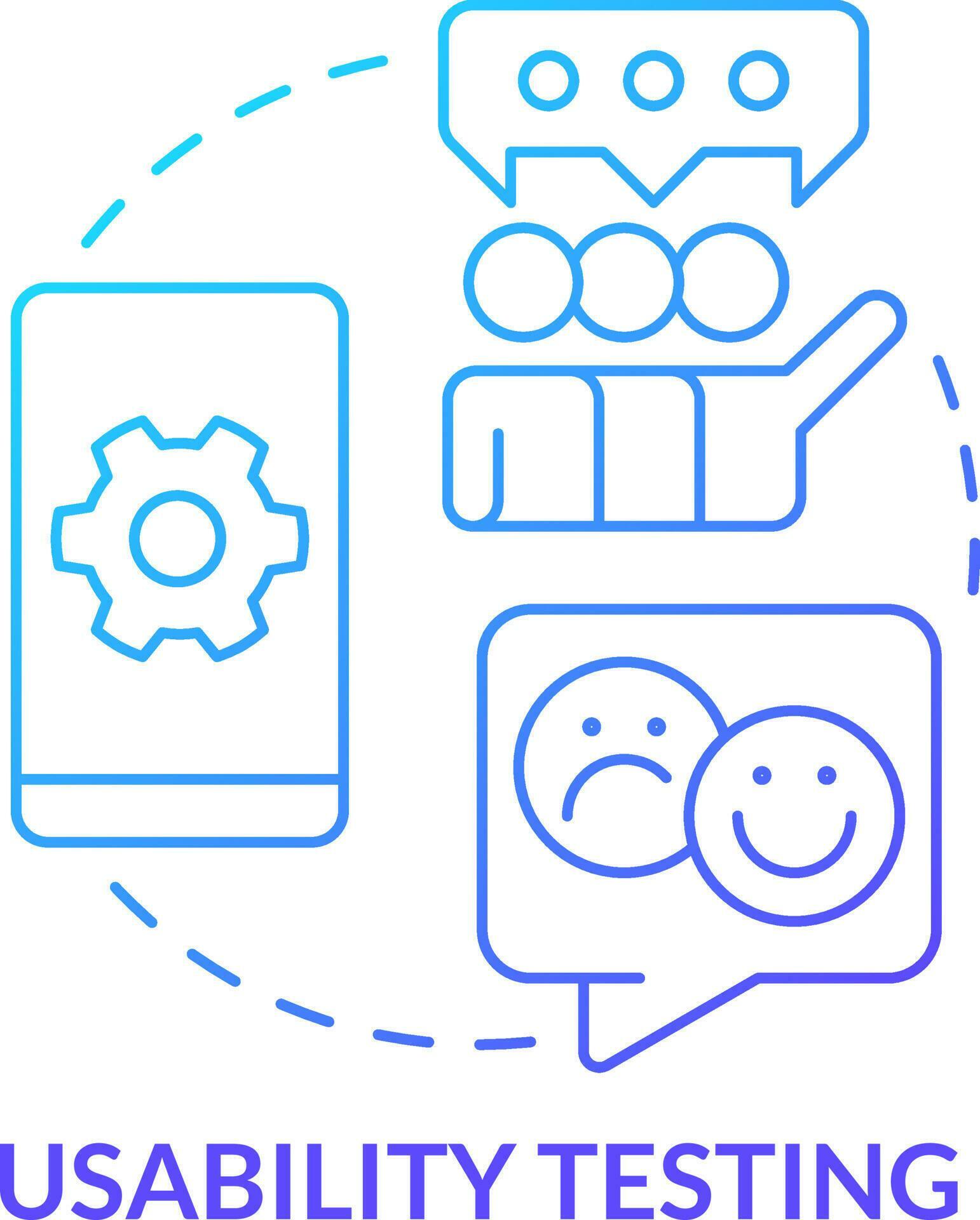 Usability Testing Blue Gradient Concept Icon Users Feedback And Reviews Mobile First Design