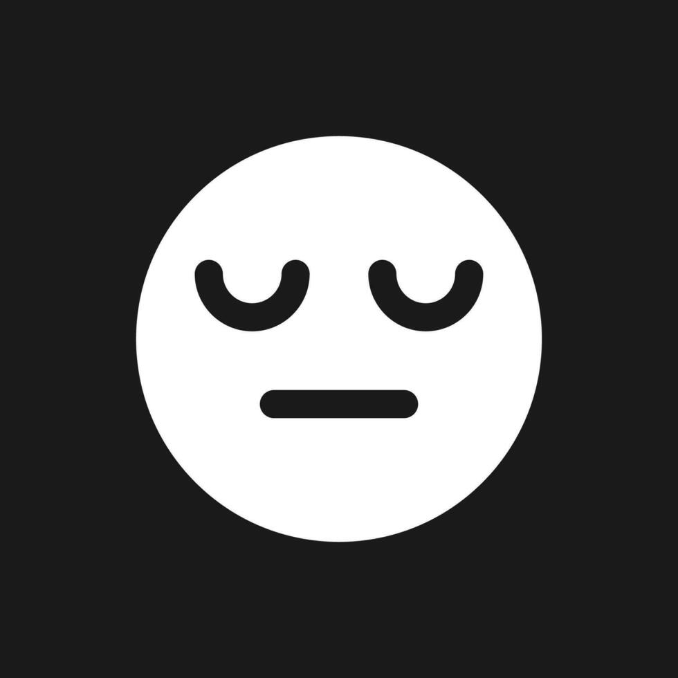 Sleepy face dark mode glyph ui icon. Indifferent emotion. User ...