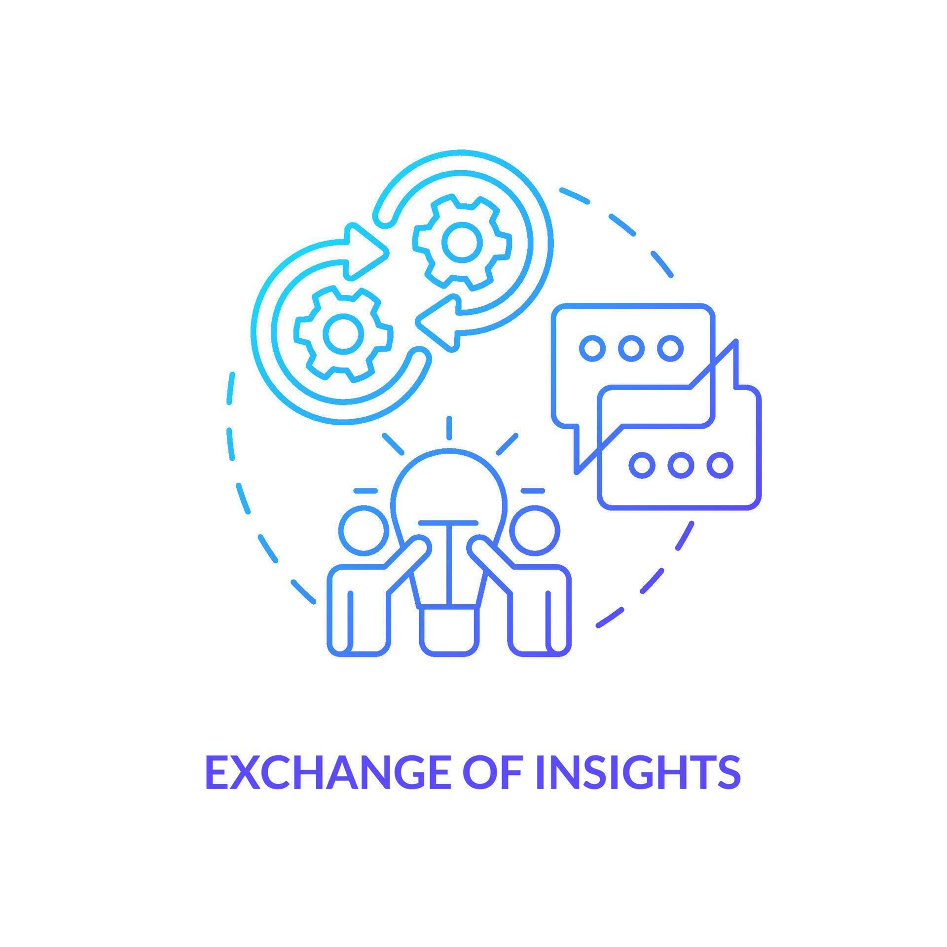 Exchange of insights blue gradient concept icon. Mutual sharing useful ...