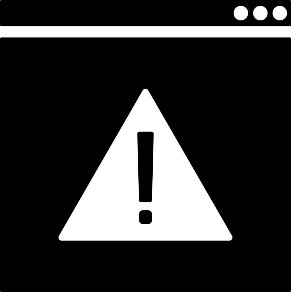 Programming attention glyph icon. Browser window, notification, warning ...