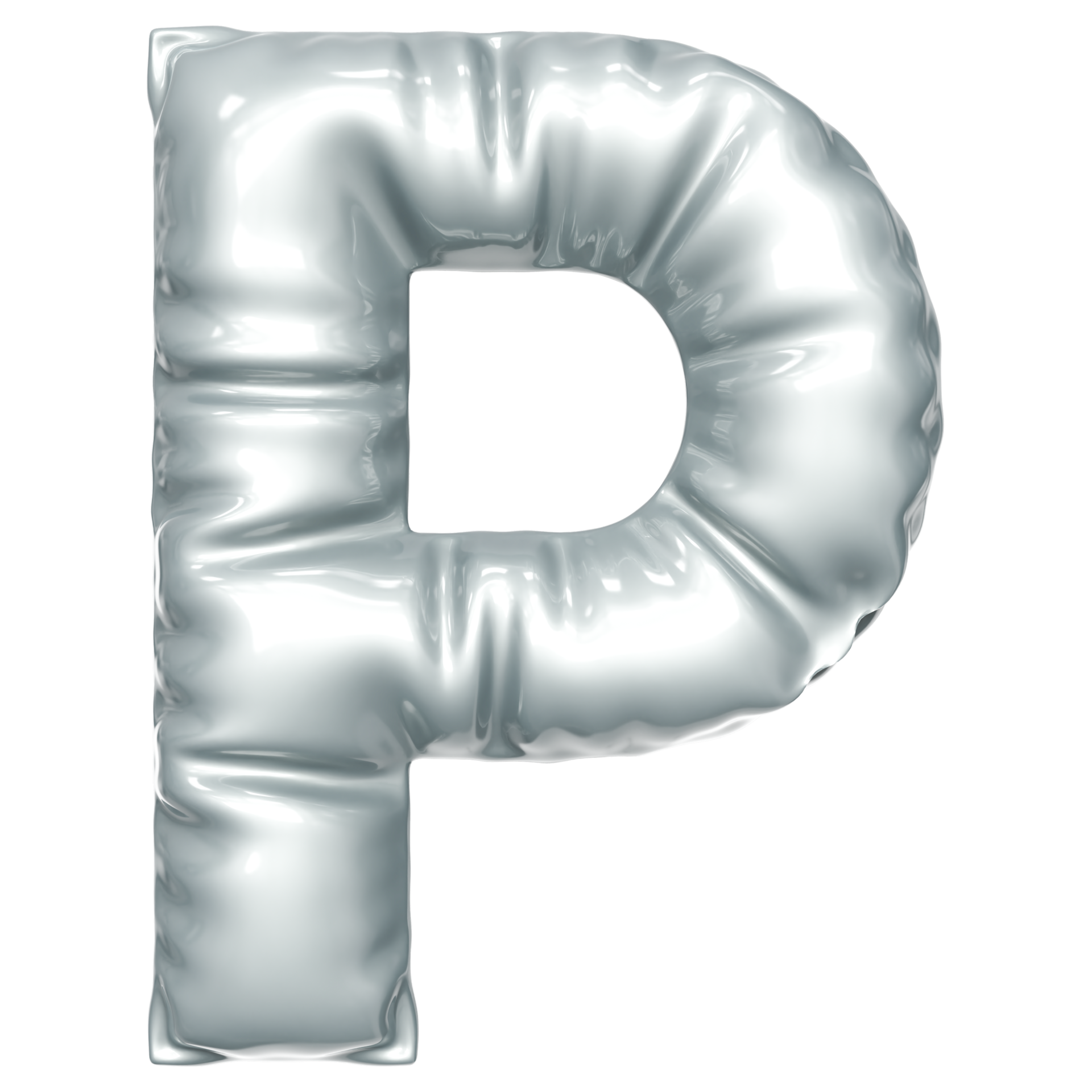 Silver Balloon Font 3d Rendering Letter P 24341906 Png