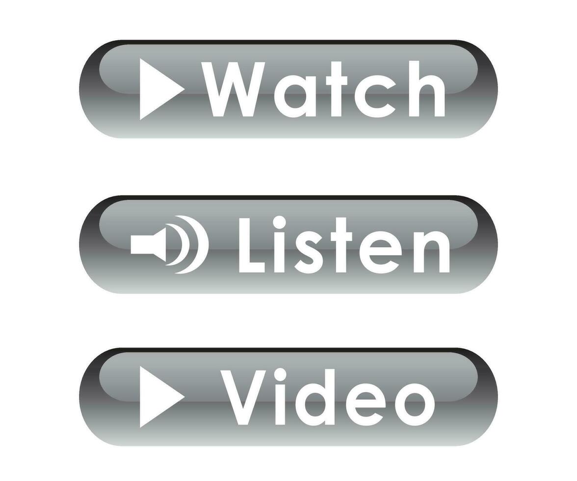 Watch, Listen, Video buttons 24345305 Vector Art at Vecteezy