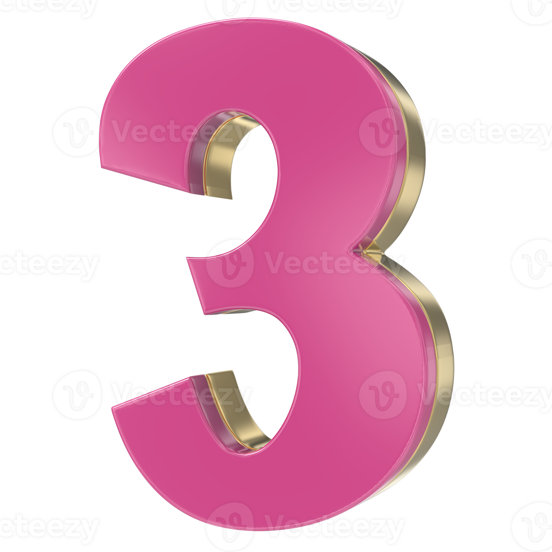 3 rosado con oro 3d hacer 24345894 PNG