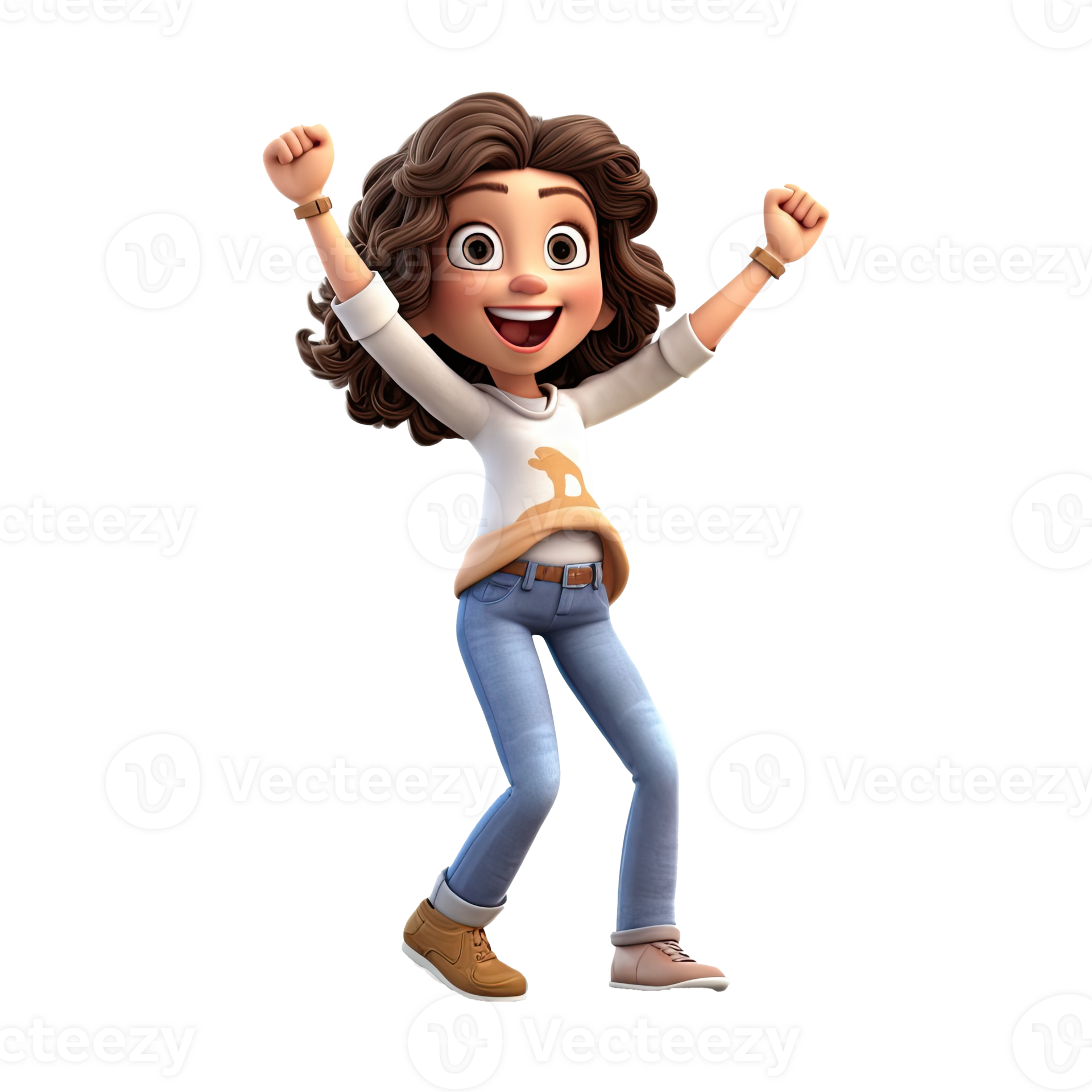 3D happy cartoon girl on transparent background. 24346382 PNG 3D happy cartoon girl on transparent background. 24346382 PNG