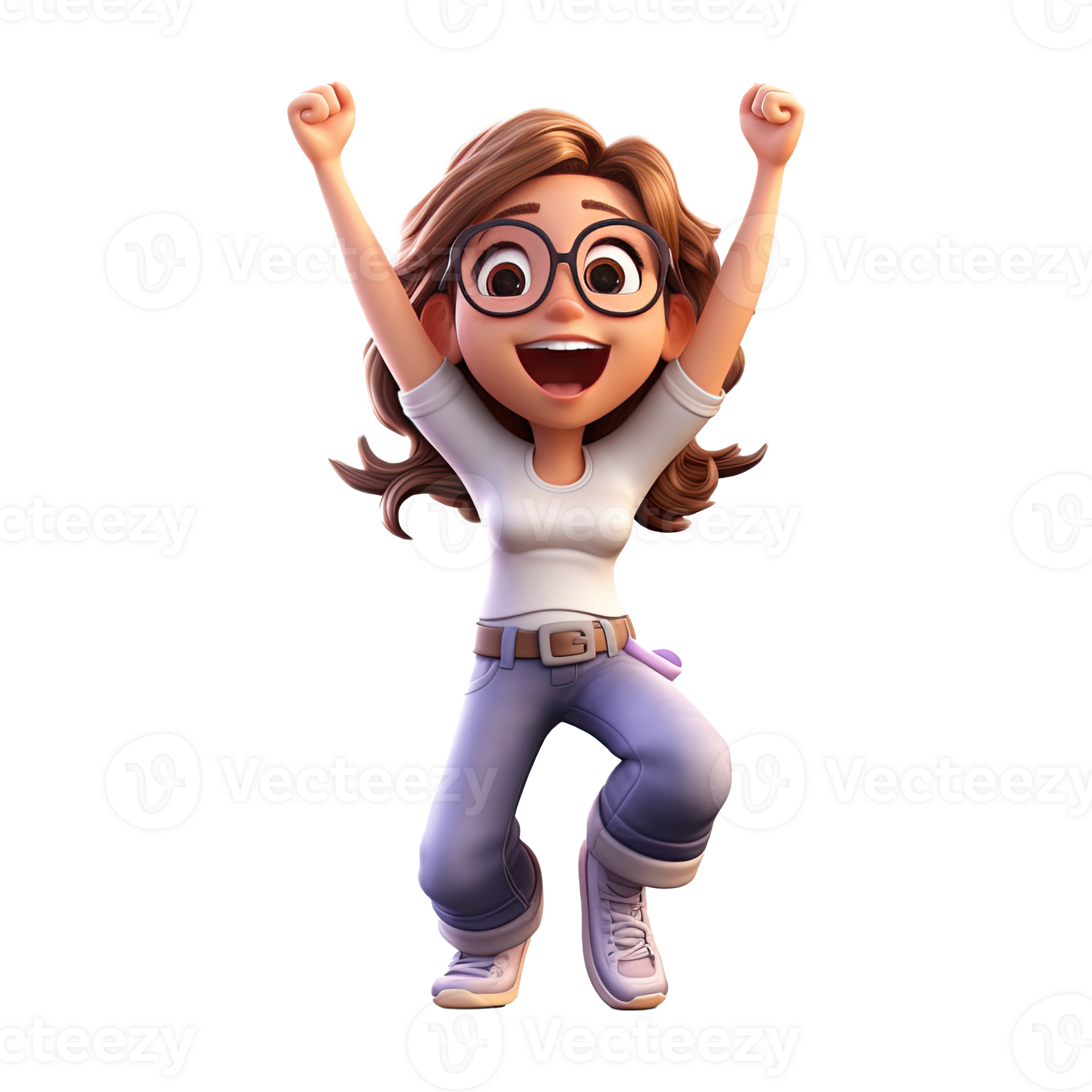 3D happy cartoon girl on transparent background. 24346425 PNG 3D happy cartoon girl on transparent background. 24346425 PNG