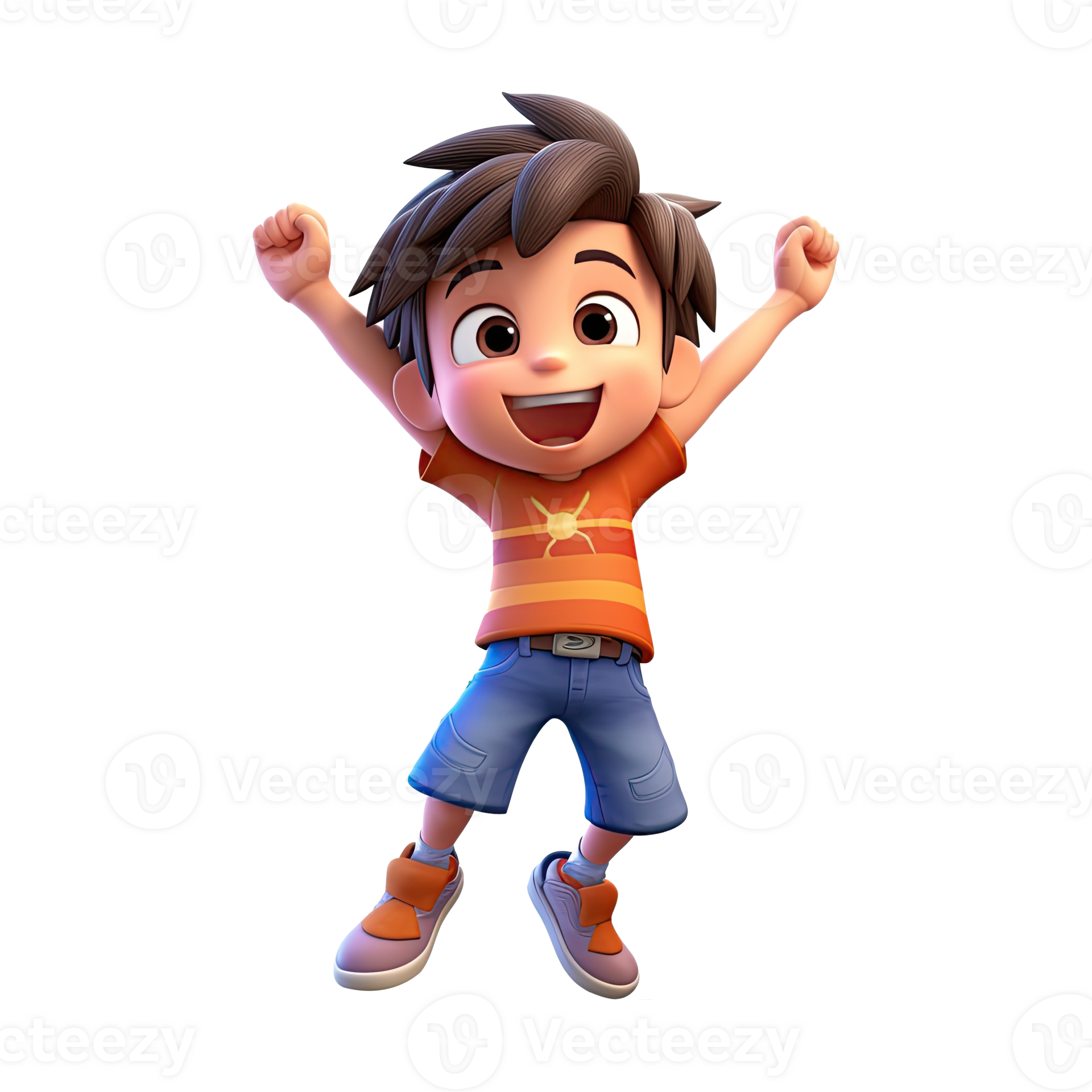 3D happy cartoon boy on transparent background. 24346431 PNG
