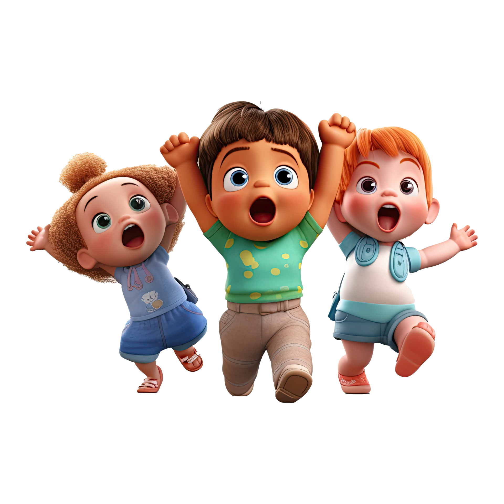 3D cartoon group of little children on transparent background. 24346438 PNG 3D cartoon group of little children on transparent background. 24346438 PNG