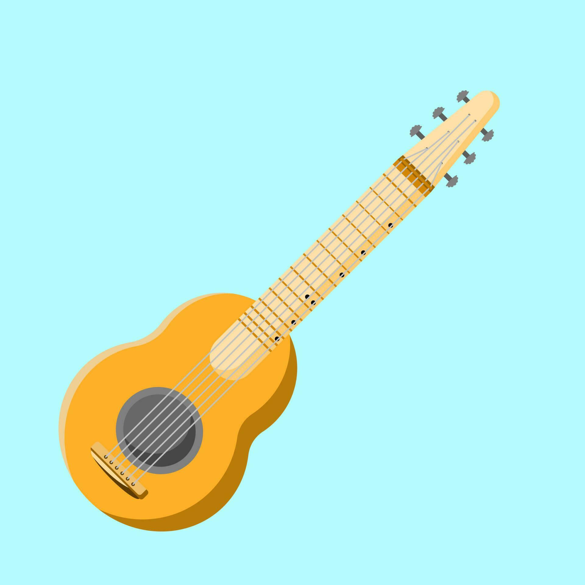 Vintage Acoustic Guitar Made From Wood In Flat Vector 24349796 Vector Art At Vecteezy
