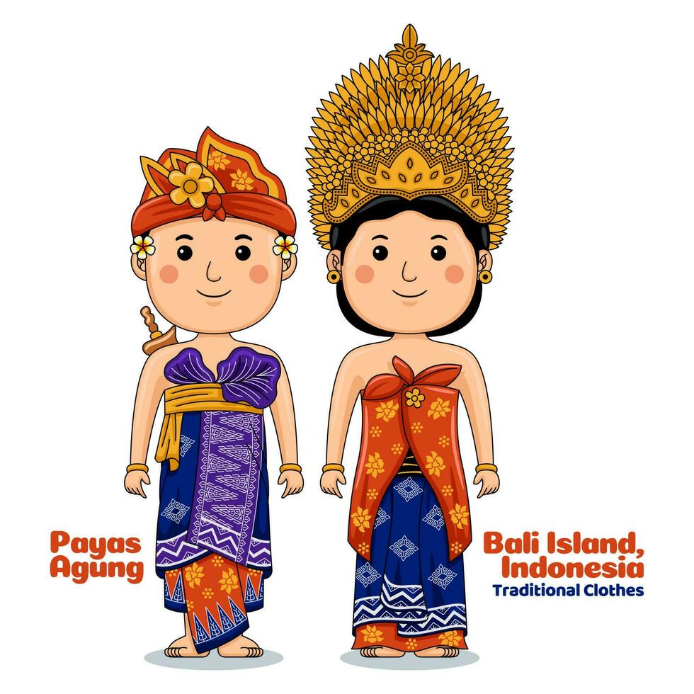 Couple Wear Bali Indonesian Traditional Clothes 24350269 Vector Art At