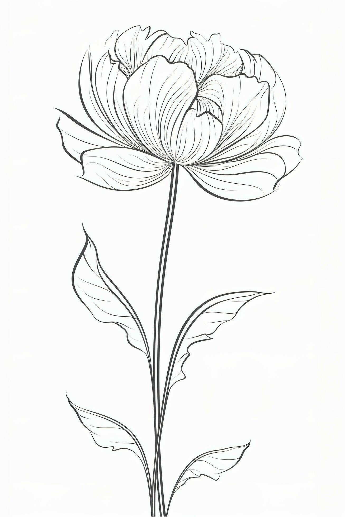 Poppy Flowers In Continuous Line Art Drawing Style Doodle Floral