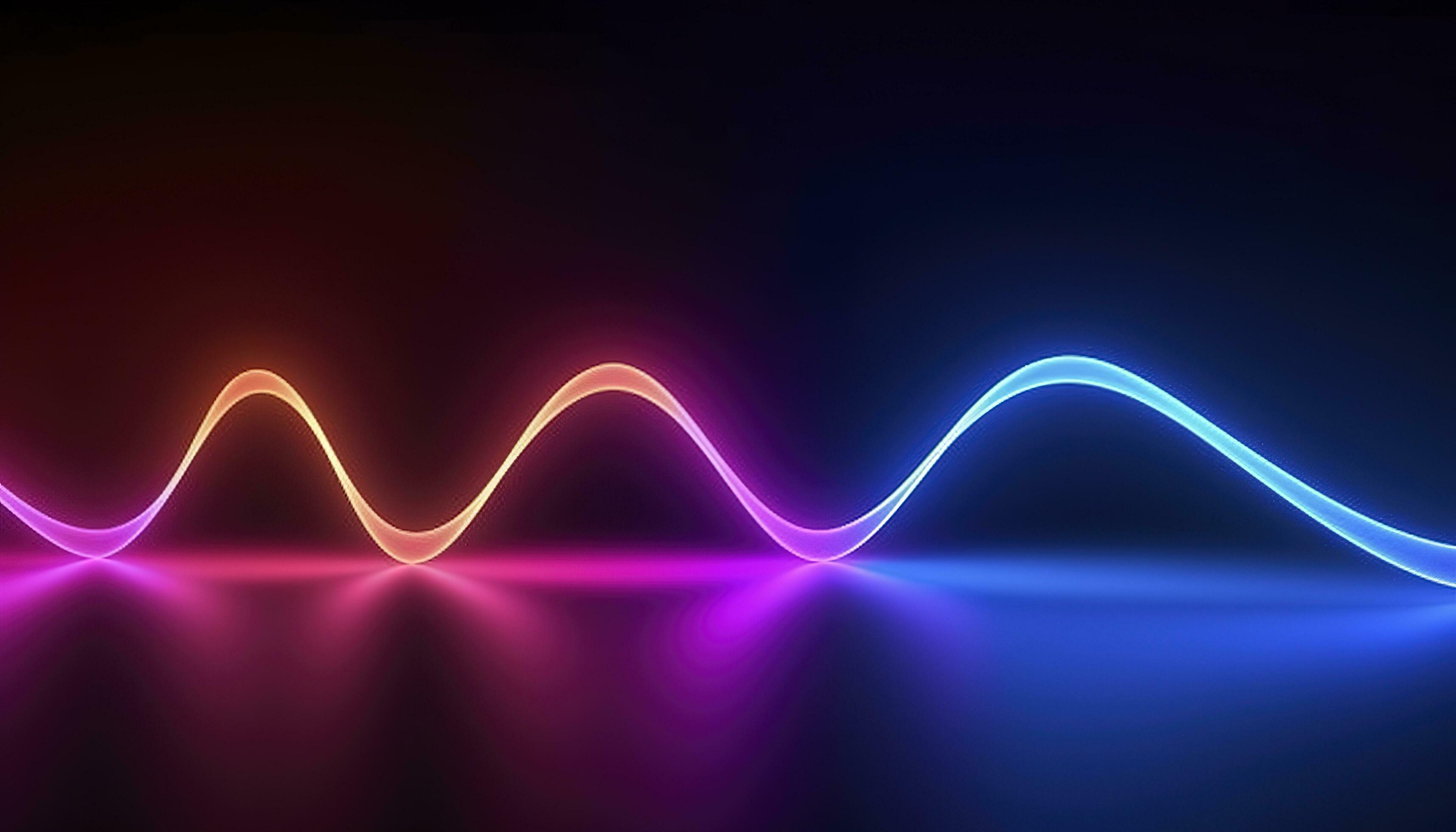 3d Rendering The Abstract Background Of Colorful Neon Wavy Lines
