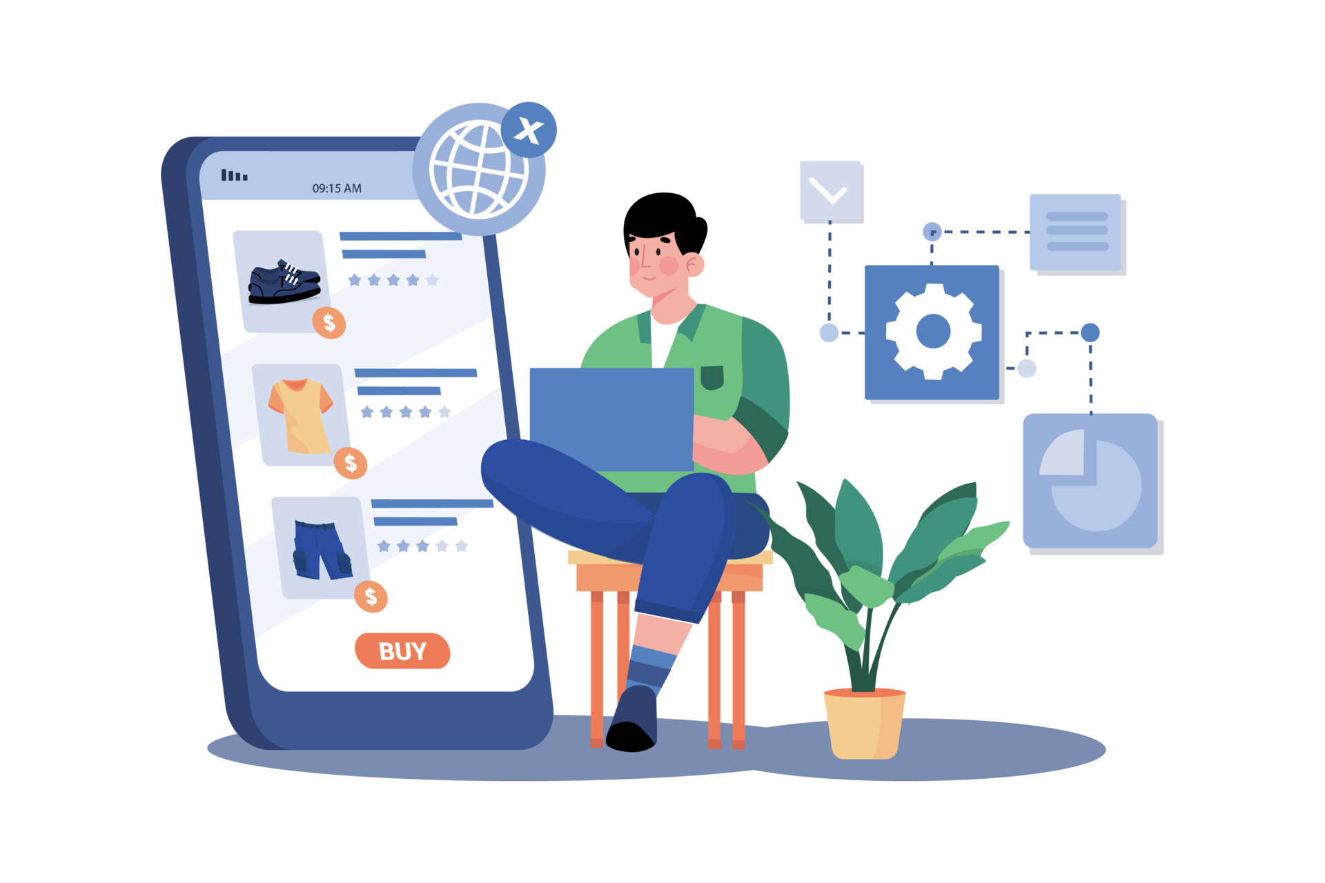 Mobile app developer optimizing app store listings for SEO. 24359717 ...