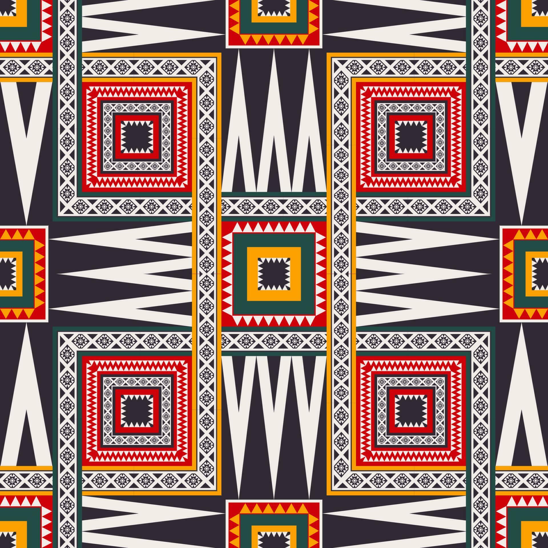 African geometric pattern. Ethnic geometric square-triangle shape ...