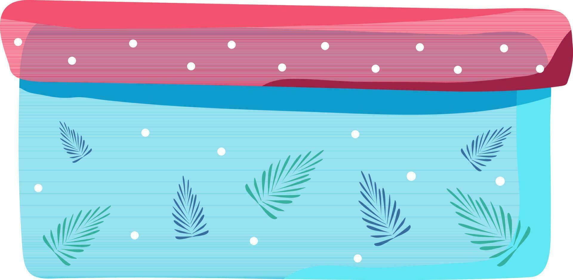 Dots with pine leaves decorated gift box in red and blue color. 24361798 Vector Art at Vecteezy