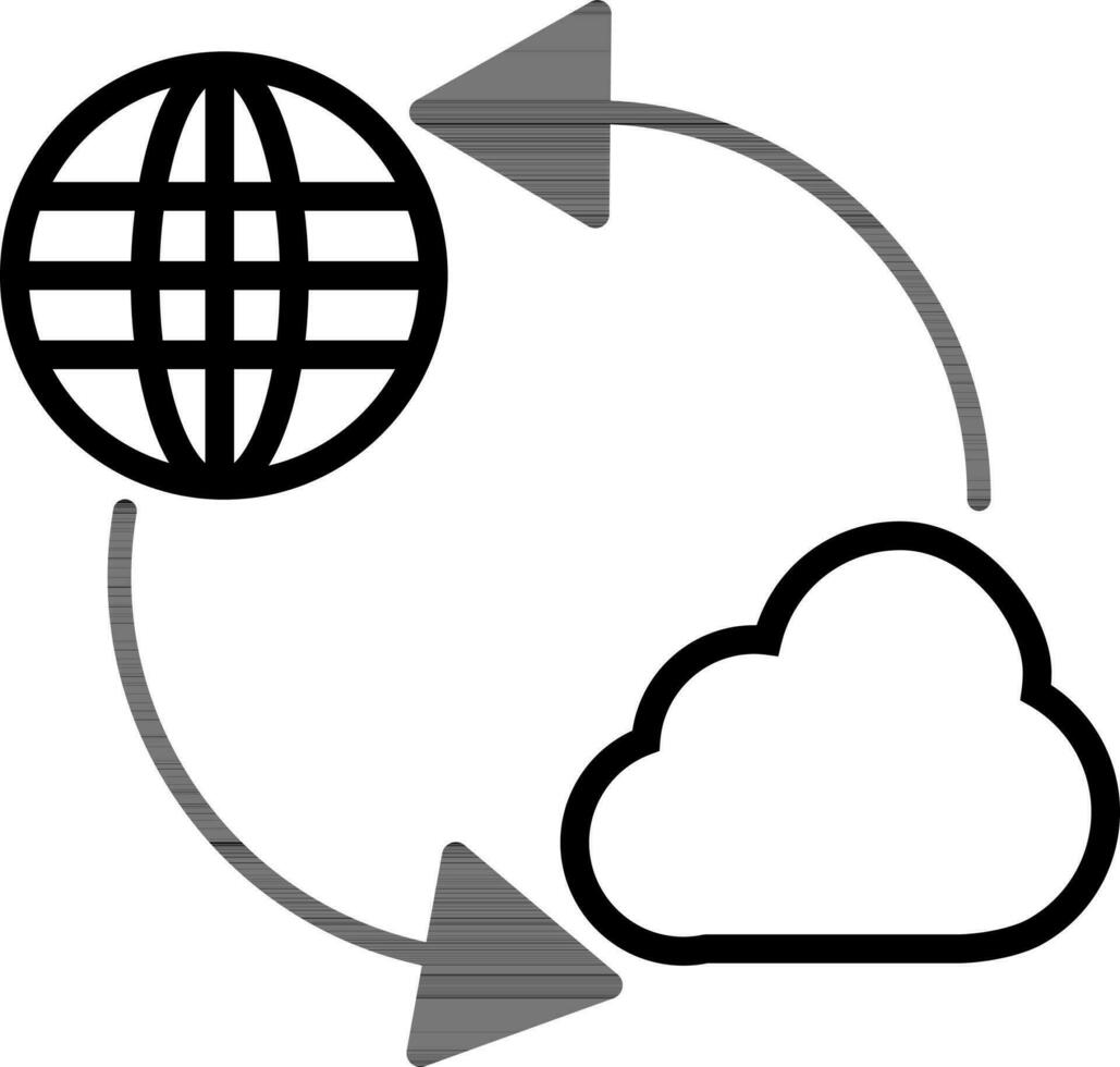 Global cloud data transfer icon in thin line art. 24361924 Vector Art at Vecteezy