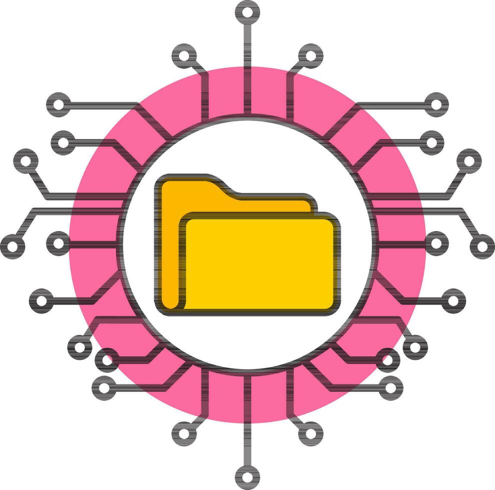 Sharing data folder icon on pink round background. 24362207 Vector Art ...