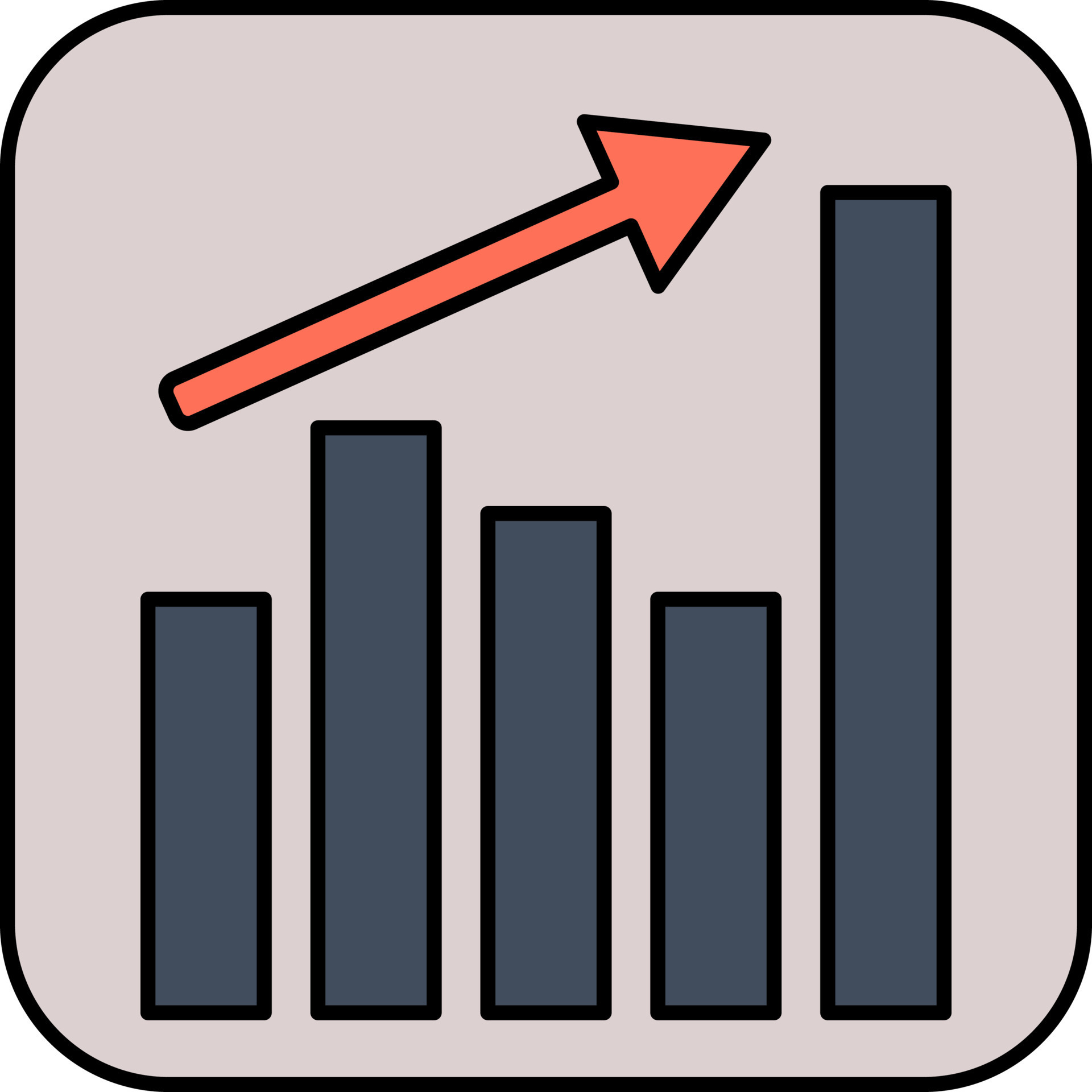 Flat style Arrow with Bar graph icon in orange and gray color. 24367156 ...