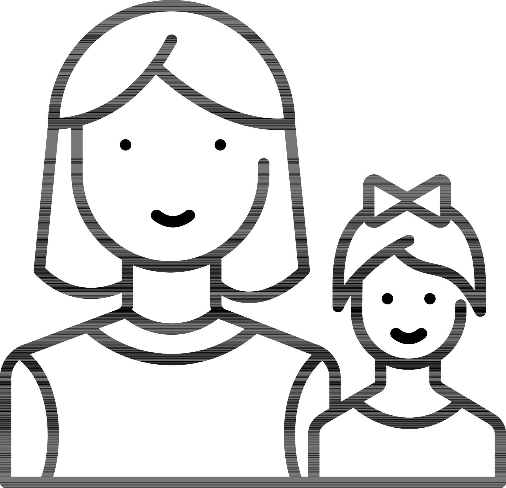 Line art illustration of mother with daughter icon. 24367584 Vector Art at Vecteezy