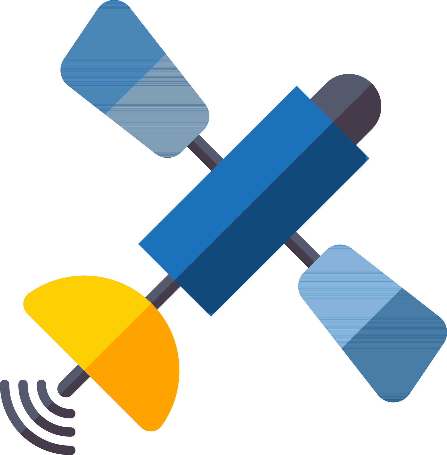 Satellite icon in blue and yellow color. 24367818 Vector Art at Vecteezy