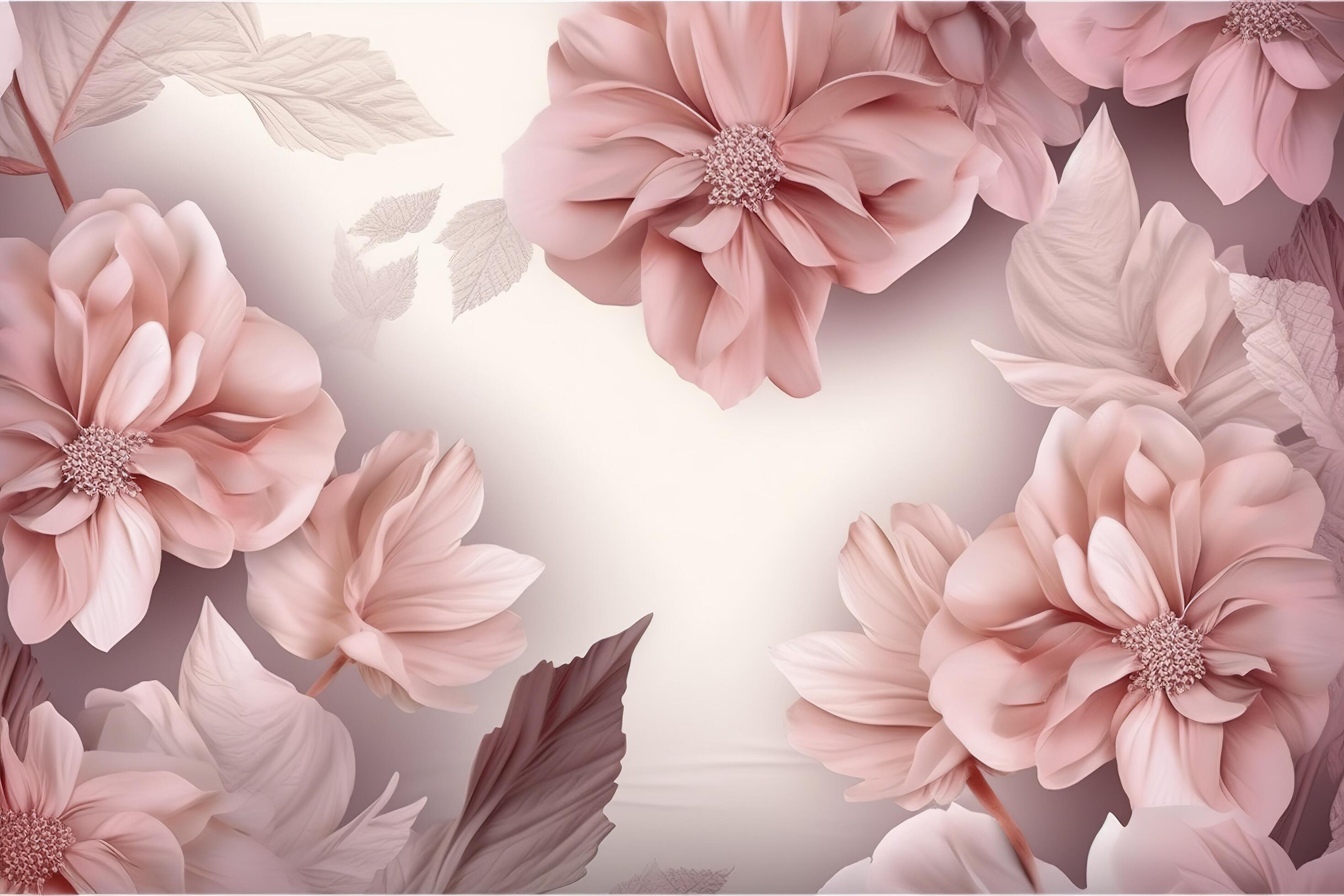 Baby Pink Floral Wallpaper