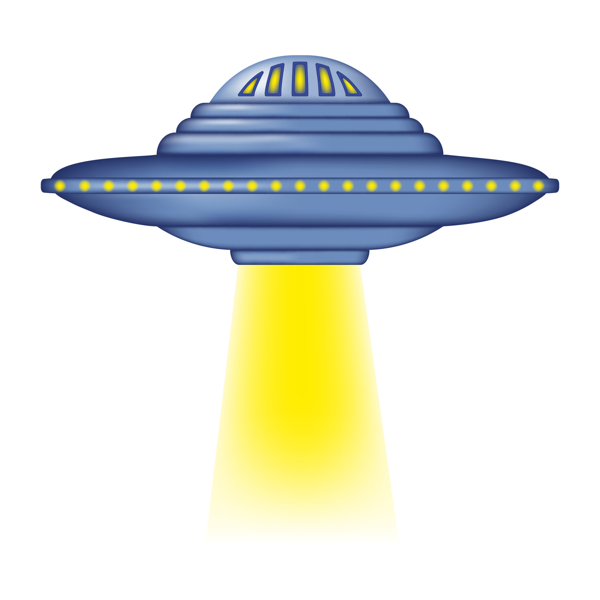 A Ufo Taking Off Emitting A Powerful Beam Of Light Isolated Alien Spaceship With Yellow Light