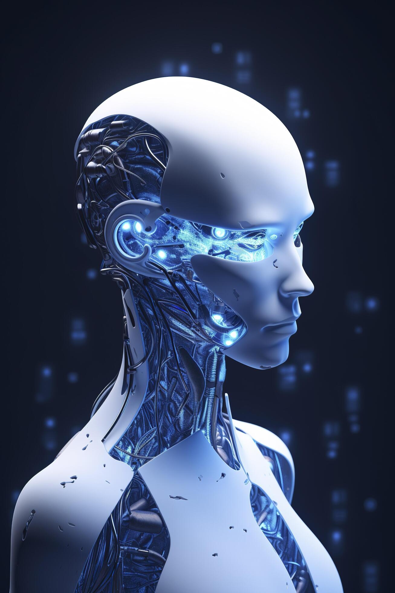 chat, un pensando robot, un humanoide robot caras de cerca futurista moderno tecnología chatbot ...