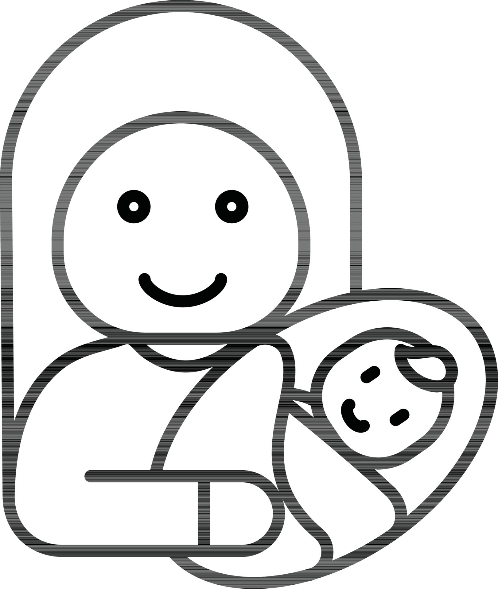 Black line art illustration of Woman holding newborn baby icon. 24373431 Vector Art at Vecteezy