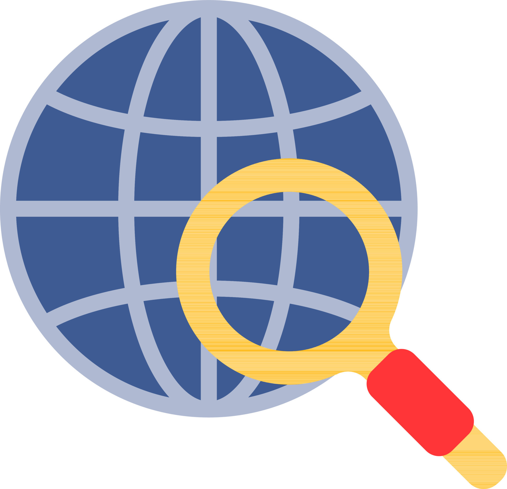 Globe with Magnifying glass icon in blue and orange color. 24374281 Vector Art at Vecteezy