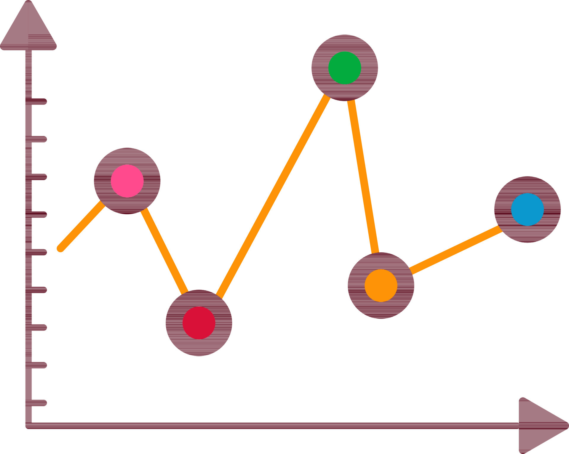 Vector Illustration Of Colorful Wave Line Graph With Five Point