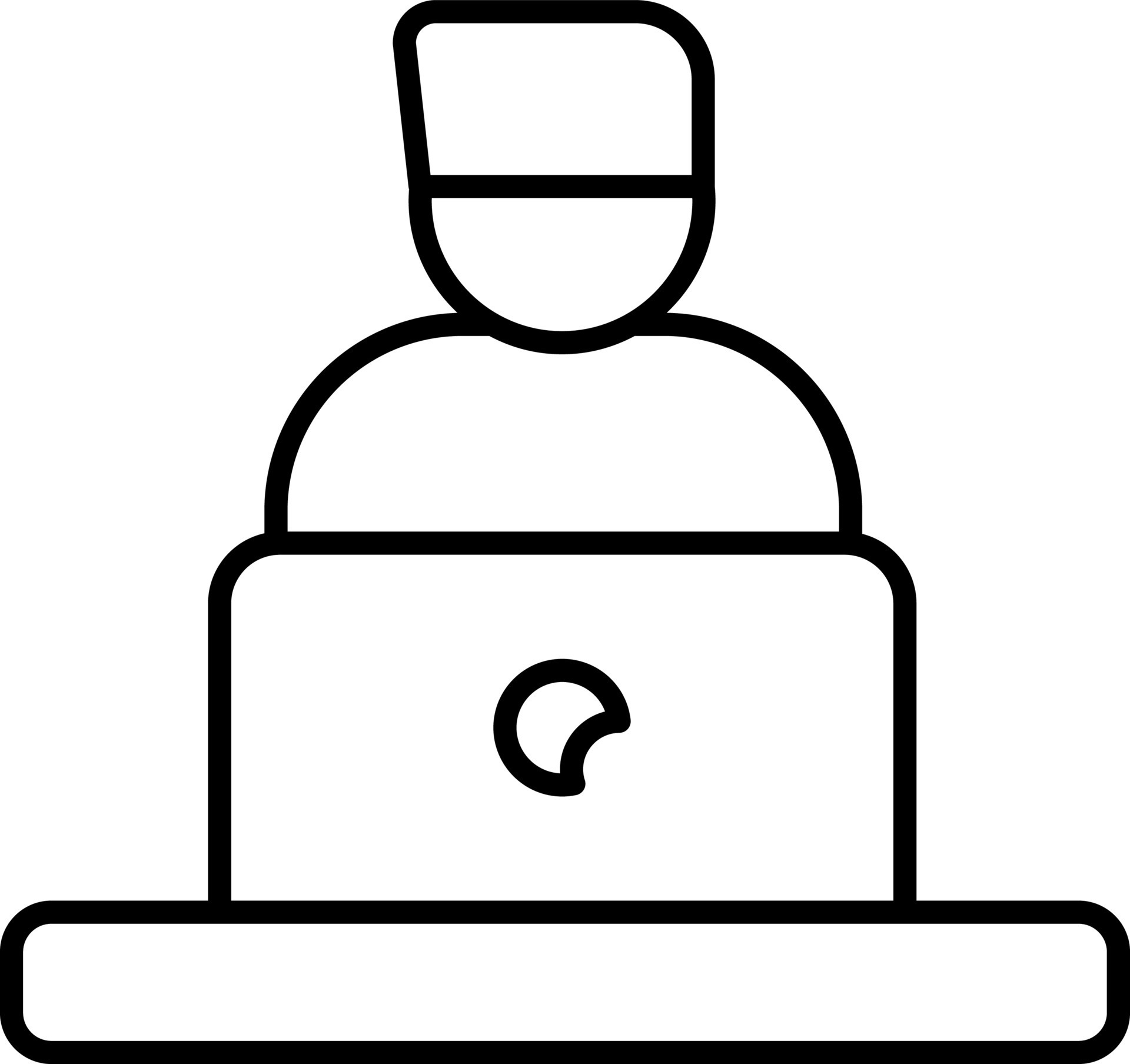 Line art illustration of Man working in laptop icon. 24375650 Vector ...
